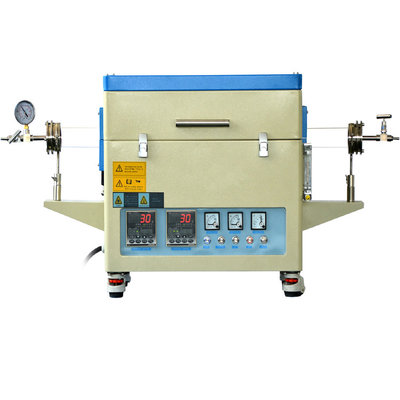 Laboratory 1200C split type two heating zones tube furnace with quartz tube heated by resistance wire