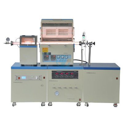 Laboratory 1200C split type two heating zones tube furnace with quartz tube heated by resistance wire