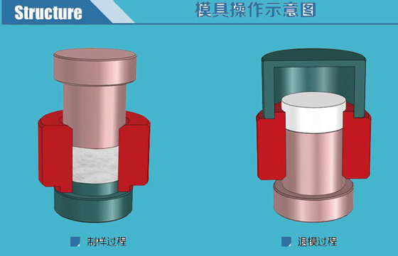 51 to 60mm  I.D. Dry Powder Pellet Pressing Die set for labs to make cylindrical sample