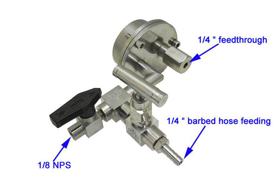 vacuum sealing tube flange with KF-25 port & 1/4" barbed hose fitting for tube furnace