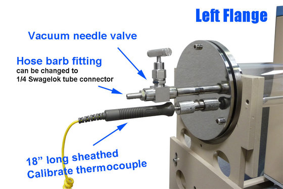 Hinged Type Vacuum Sealing Assembly flange with 1/4" thermocouple feedthrough for quartz or alumina tube