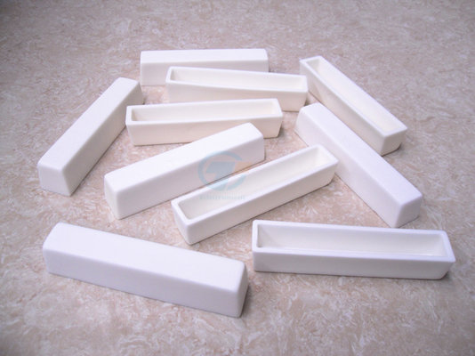 Rectangular Alumina Crucible Boat , Al2O3 ceramic boat Crucible