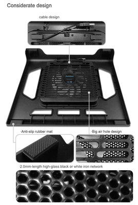 Folding colorful laptop cooling pad USB2.0 notebook cooler with LED light For Notebook