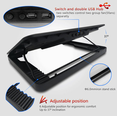 5.6 laptop cooler stand 5 LED fan notebook cooling pad with speed control