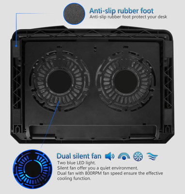 Techcool large fan 17 inch laptop cooling pad cooler pad for laptop