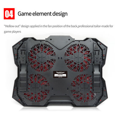 black Cooling Pad Adjustable Angle Speed Stand with 4 LED Fans and 2pcs USB Ports for laptop