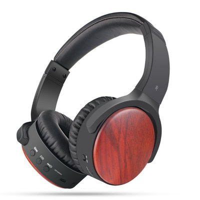 SORNBEO BH539 red wooden Factory OEM Wireless Stereo Bluetooth Headphone/Headset/Earphone/Earbuds with ANC