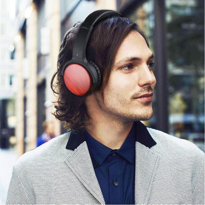 SORNBEO BH539 red wooden Factory OEM Wireless Stereo Bluetooth Headphone/Headset/Earphone/Earbuds with ANC