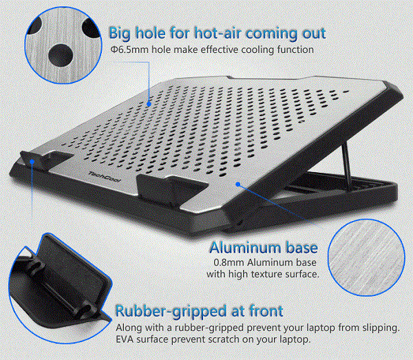 Techcool large fan 17 inch laptop cooling pad cooler pad for laptop