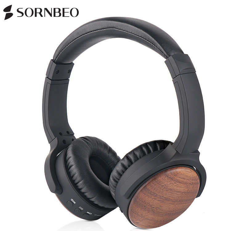 SORNBEO BH539 yellow wooden Factory OEM Wireless Stereo Bluetooth Headphone/Headset/Earphone/Earbuds with ANC
