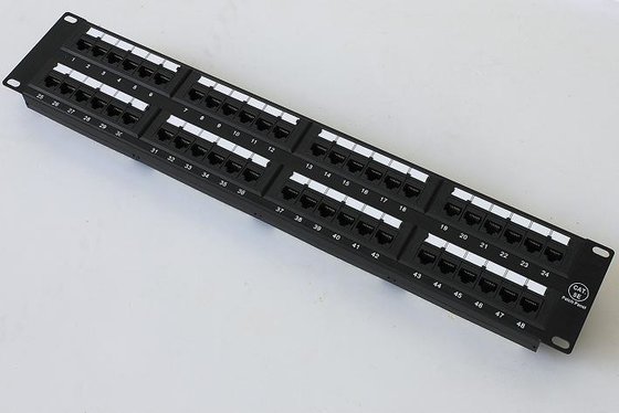 48 ports RJ-45 19'' Category 5e telephone Patch Panel 2U balck