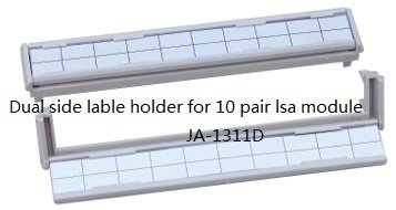 Plastic hinged label holder for krone type LSA module 10 pairs