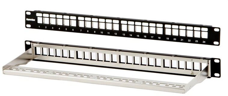 24 ports 1U 19&quot; modular patch panel, Flat Type, with rear cable manager (without modules), for shielded
