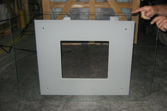 Flat Range Hood Glass , Curved Glass Chimney Hood With Safety Corners supplier