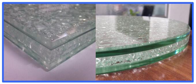 Cracked Ice Decorative Laminated Glass Panels With Nano Coating