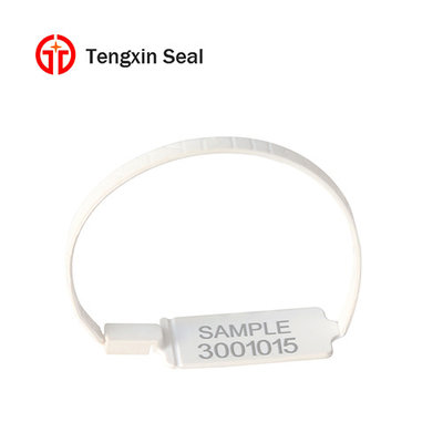TX-PS602 Hot sales tamper proof pull tight lock plastic seal with logo mark in lable