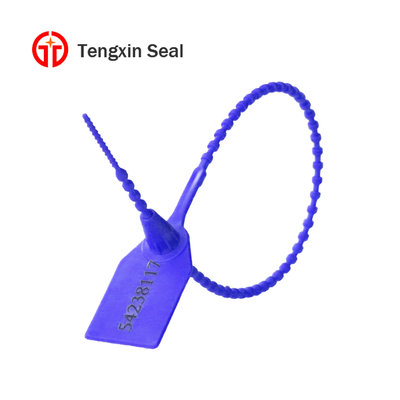 TX-PS306 Quality and cheap numbered pull tight plastic seals yellow/white/blue with logo mark