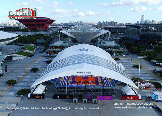High quality cheap price large clear span polygon aluminum and PVC tent, polygon frame structure sport tent supplier