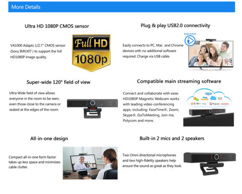 Ultra HD-Video-Conferencing-Einheit mit Mic für strömende Liveaufnahme