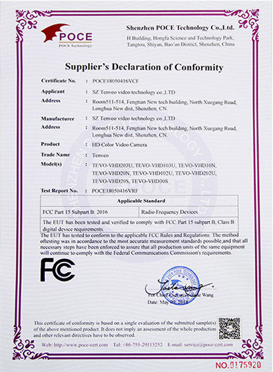 China Shenzhen Tenveo Video Technology Co., Ltd certification