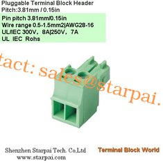 China Plug-Terminal Block  Head vertical connect wire Pitch:3.81mm / 0.15 in supplier