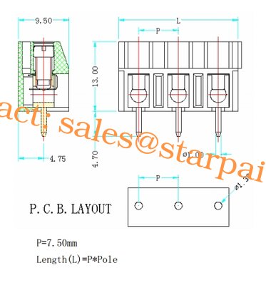 Wire protector terminal | Pitch: 7.50mm | Part No.105-1-7.50 supplier