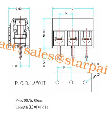 Wire protector terminal | Pitch: 5.00mm,5.08mm | Part No.103-1-5.00 / 5.08 supplier