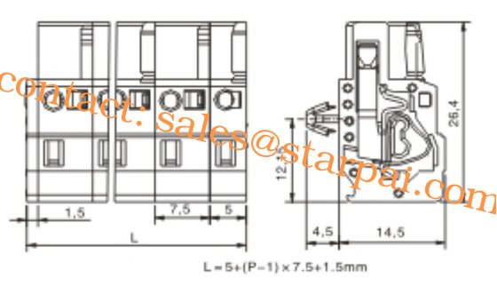 Spring-cage Clamp Terminal Female snap-in syle Pitch: 7.50mm /0.295 in supplier