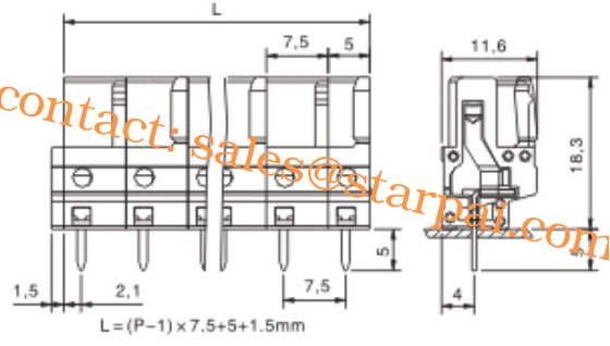 Female connector; with angle pins;with 2 locking latches; pin spacing 7.5mm / 0.295 in supplier