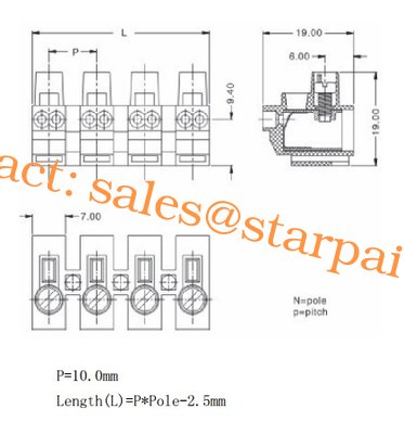 Through Terminal block | Pitch: 10.0mm | Part No.PA8  Case PA66,UL94V-0 supplier
