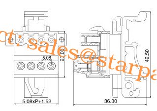 Din Rail Plug-in Terminal Block  with screw fix flange Header Pin 04 poles pitch:5.08mm / 0.2 in supplier