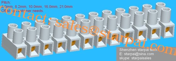 Through Terminal block without protect spring plate | Pitch: 8.20mm | Part No.PA7 Case PA66,UL94V-0 supplier