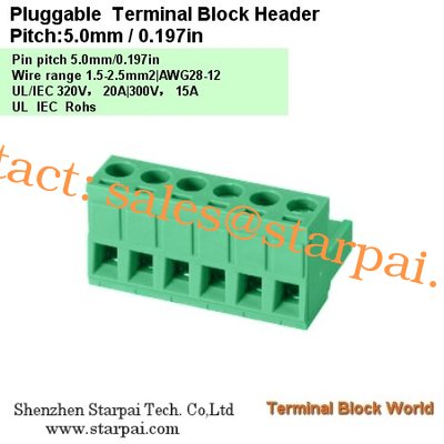 Plug-Terminal Block Head vertical connect wire Pitch:5.08mm / 0.2 in supplier