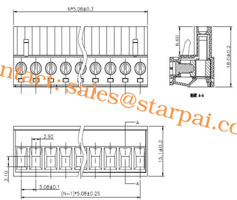 Plug-Terminal Block Head vertical connect wire Pitch:5.08mm / 0.2 in supplier