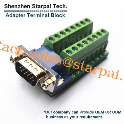 DB15-M2 Female 15Pin Plug Breakout To PCB Board Terminals Connectors  Male / Female terminal block adapter supplier