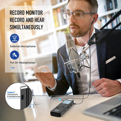 Portable Dictaphone Voice Recorders 32GB Memory Sound Voice Activated for Meeting