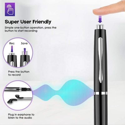 Aomago Voice Recording Pen 16GB 32GB VOR Rechargeable Flash Drive Voice HD Recorder