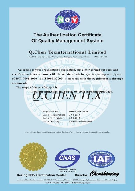 China Q.CHEN TEX INTERNATIONAL LIMITED certification