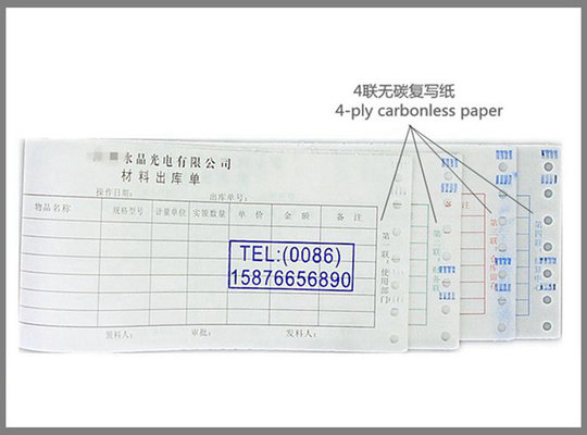 210*127mm 4plies blue CB CFB CF color paper packing list sheet