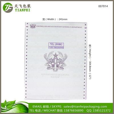 (Customized) 241*290mm 3ply 80gthick CF woodfree paper foreign income declaration form of Bank