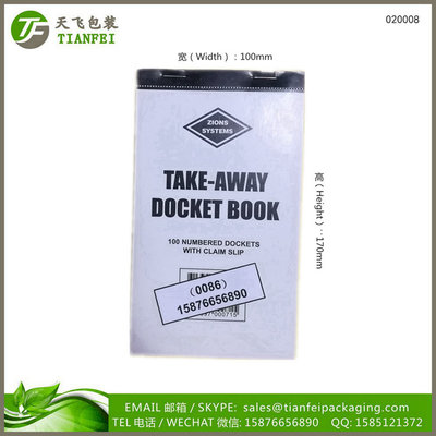 (PHOTOS) 100*170mm wire binding tearing lines with thick folded cardboard cover take-away docket book printing