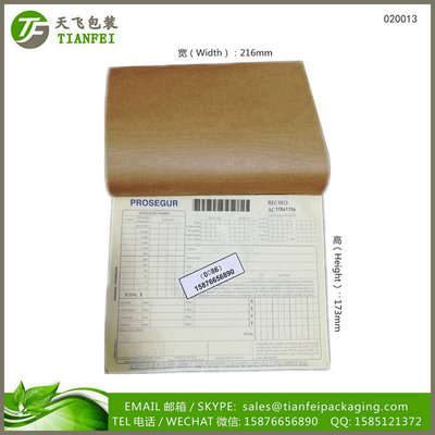 (PHOTOS) 216*173mm 4 plies color paper changable barcode Kraft cover Spanish Company joint form carbonless ncr paper--in
