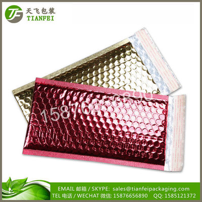 (FREE DESIGN)Wholesale Shipping Envelope Padded Foil Waterproof Copper Metallic Poly Bubble Mailer