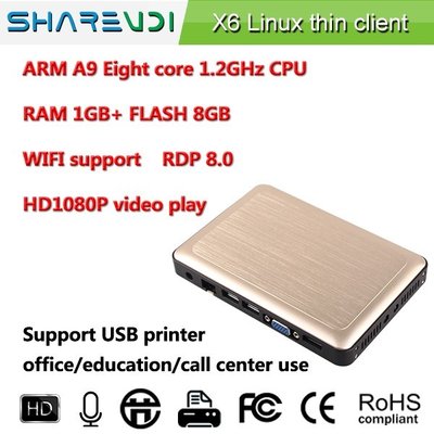 2016 New Arrival Octa Core 1.2Ghz 1080P Video X6 Thin Client Mini PC Zero Client
