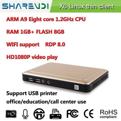 2016 New Arrival Octa Core 1.2Ghz 1080P Video X6 Thin Client Mini PC Zero Client
