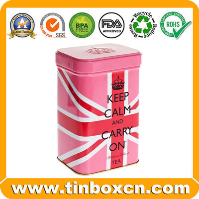 Tinplate English Afternoon Tea Tin for Square Metal Tea Canister Packaging