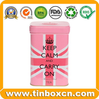 Tinplate English Afternoon Tea Tin for Square Metal Tea Canister Packaging