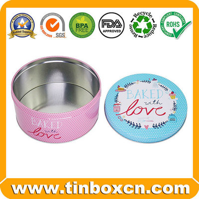 Tinplate Metal Packaging Box Round Large Baked Food Tin Can for Bake Cake Biscuits Cookies