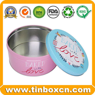 Tinplate Metal Packaging Box Round Large Baked Food Tin Can for Bake Cake Biscuits Cookies