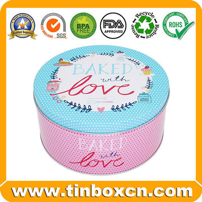 Tinplate Metal Packaging Box Round Large Baked Food Tin Can for Bake Cake Biscuits Cookies